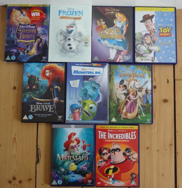 DISNEY/PIXAR DVD BUNDLE x 9 KIDS FILMS - GOOD USED CONDITION £15.00 ...