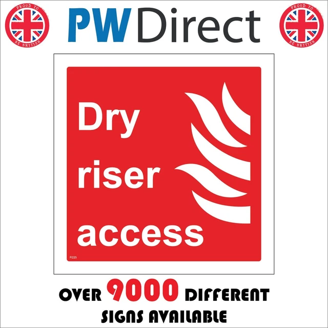 FI225 DRY RISER Access Sign Fire Prevention Water Safety Emergency ...