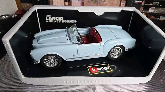 BBURAGO 1955 LANCIA AURELIA B24 SPIDER PALE BLUE No.3010 1:18 DIECAST MODEL £27.99 - PicClick UK