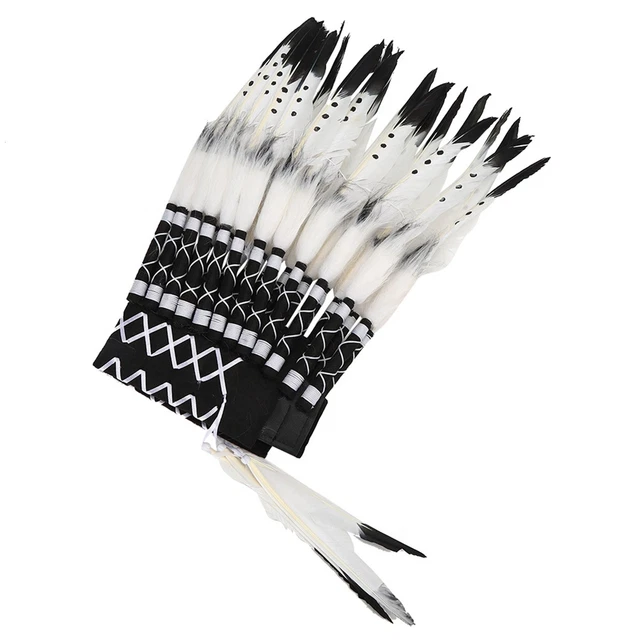 BLACK NATIVE AMERICAN Headdress Black Chief Indian Feather Hat Funny ...