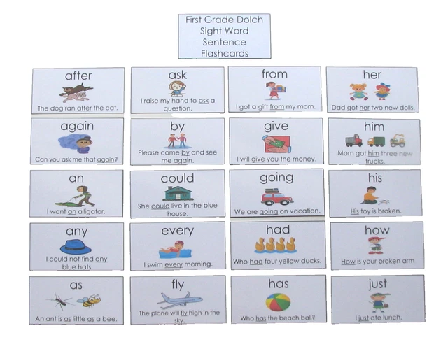TEACHER MADE LEARNING Resource Dolch First Grade Sight Word Sentences ...