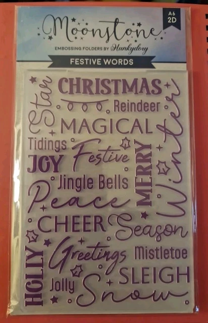 HUNKYDORY MOONSTONE EMBOSSING Folder - FESTIVE WORDS £3.84 - PicClick UK