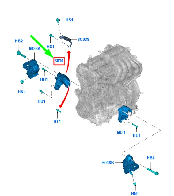 FORD RANGER T6 MK1 Engine Bracket Right Side Support 1929726 NEW ...