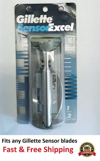 *GILLETTE METAL SENSOR Excel Razor Handle Ft Sensor3 Refill Shaver Made ...