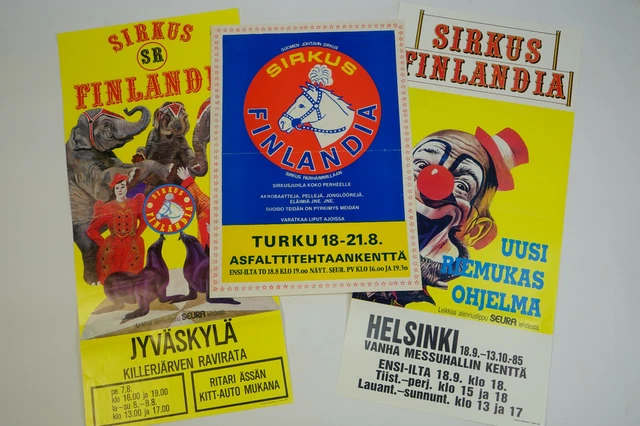 AFFICHE CIRQUE SIRKUS finlandia 1980,Vintage Finland CIRCUS POSTER ...