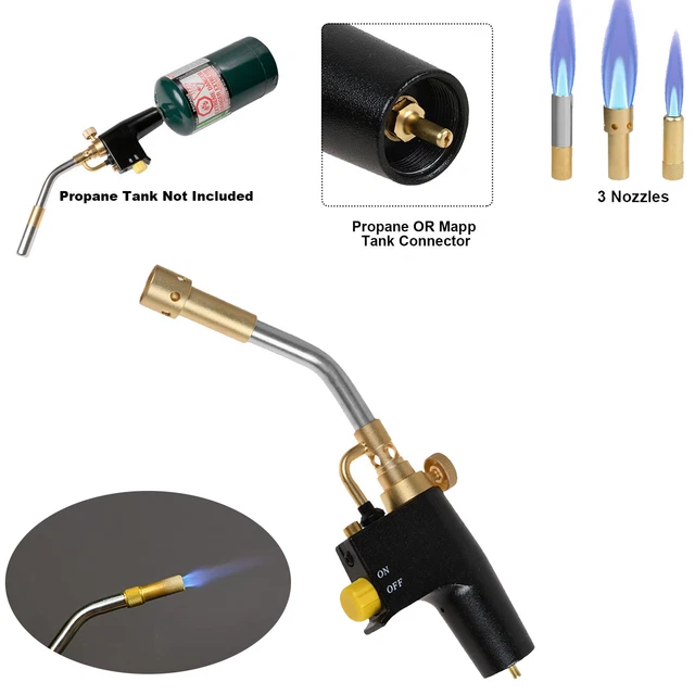 PROPANE & AIR/MAPP Torch Head Trigger Start Welding Torch Kit with 3 ...