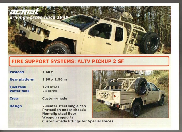 ACMAT ALTV FIRE Support Vehicles Single Sheet Brochure English Pickup ...