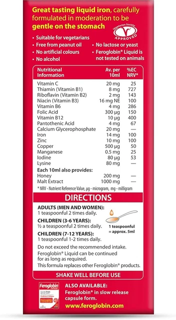 FEROGLOBIN IRON Supplement 500ml - Gentle, Effective, Family-Friendly £ ...