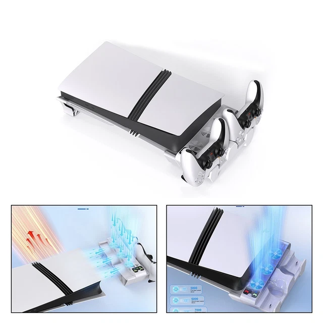 PER PS5 PRO Slim Stazione di Ricarica con Raffreddamento Orizzontale e Luci di Controllo EUR 42 ...