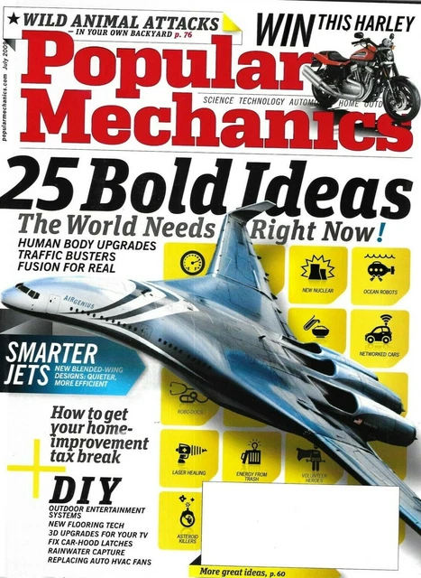 POPULAR MECHANICS MAGAZINE 25 Bold Ideas Smarter Jets DIY Home Projects ...