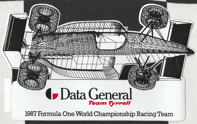DATA GENERAL TYRRELL 016 F1 1987 Originale Periodo Sticker Adesivo ...