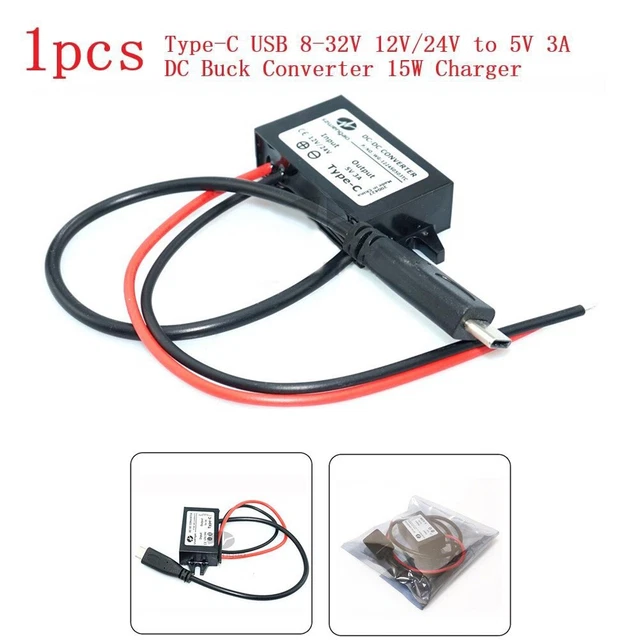 TYPE C USB Smart-Charger 12V 24V Goutte 5V 3A15W Puissance Module ...