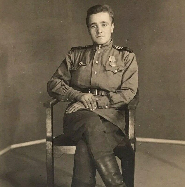 VINTAGE MILITARY PHOTO Russian Soldier Seated Studio Portrait 1960s EUR ...