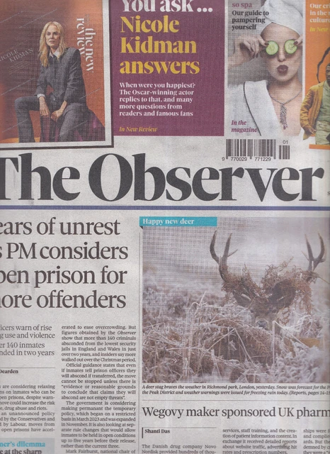 THE OBSERVER NEWSPAPER January 5 2025 Keir Starmer Inmates moved to ...