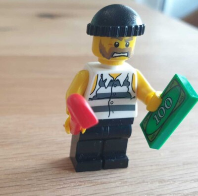 LEGO MINIFIGURE FIGURE 2012 City Jail Prisoner Jail Town Robber Thief £ ...