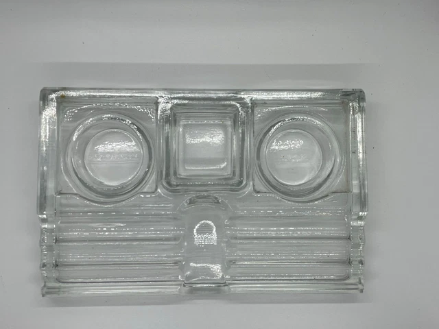 ANTIQUE PARAGON DESKTOP Clear Glass Double Inkwell with Fountain Pen ...