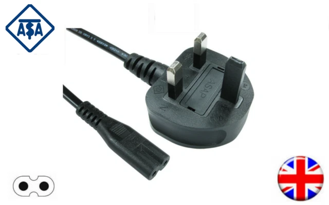 UK MAINS FIG Of 8 Power Cord/Lead Ps2 Ps3 Ps4 Ps5 Slim Xbox One Xbox 1 ...