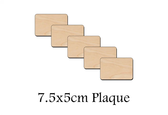 WOODEN RECTANGLE SHAPE 7.5x5cm Craft Blank Birch Plywood Plaque Sign ...