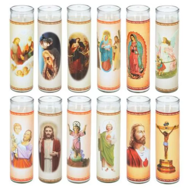 RELIGIOUS CANDLE CHRISTMAS Jesus Saint Christian Catholic Church Prayer ...