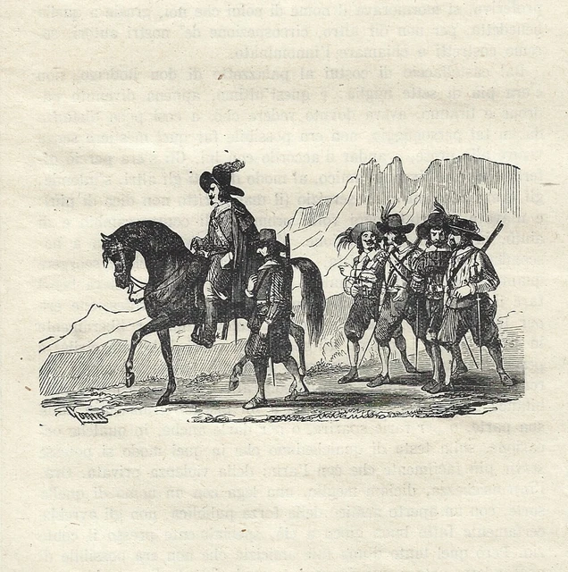 STAMPA ANTICA PROMESSI SPOSI DON RODRIGO E I BRAVI Gonin 1934 Antique ...