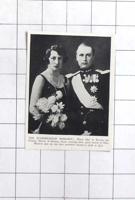 1929 PRINCE OLAF Of Norway And Prince Martha Of Sweden, Marriage Crowds ...