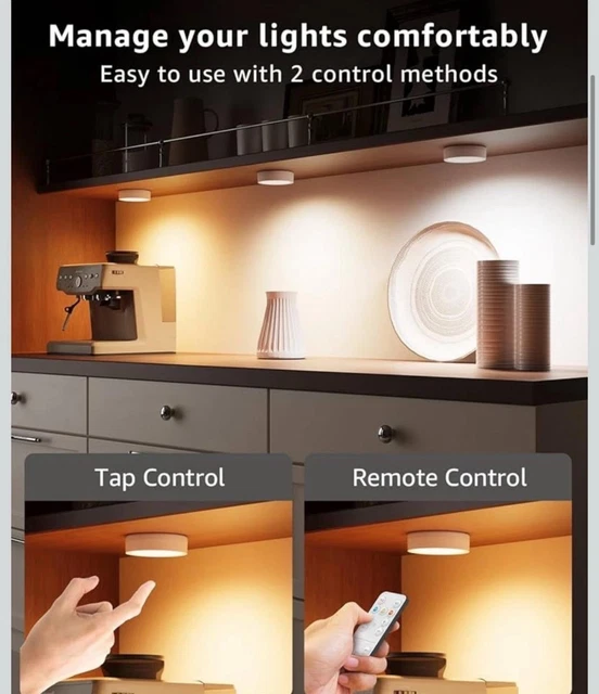 KITCHEN PUCK SPOT Light 2400mAh Battery Magnetic Stick On Touch ...