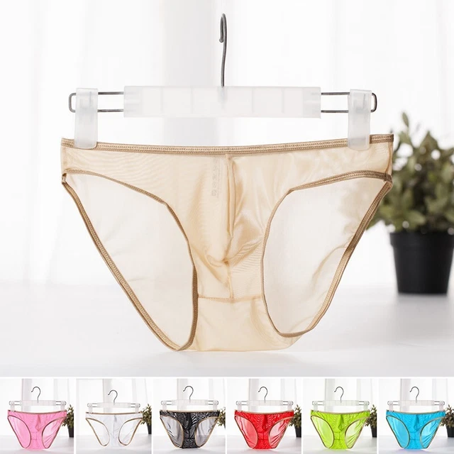 MEN TRANSPARENT SHORT Briefs Bikini Mesh Lingerie Knickers Sheer Thong ...