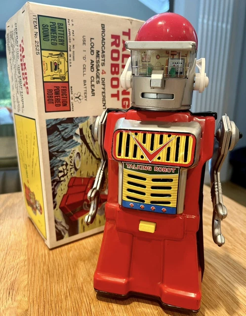 1960S YONEZAWA JAPAN Tin Battery Operated Talking Robot With Original ...