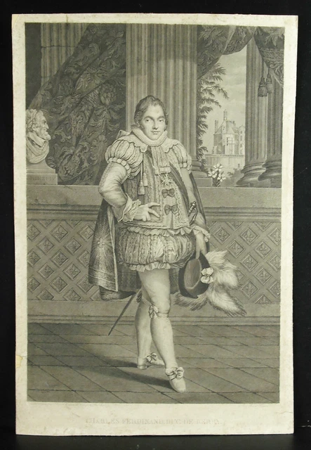 CHARLES FERDINAND D'ARTOIS Duc de Berry Bourbon sc David du Cabinet du ...