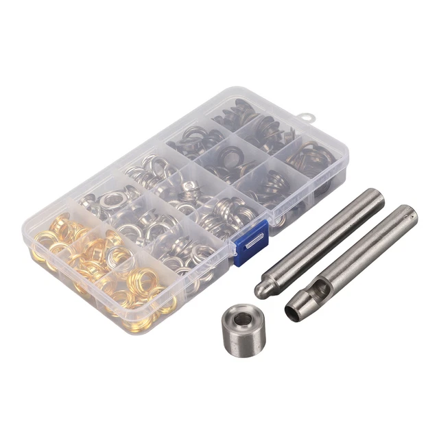 GROMMET EYELET KIT 3/8 W/ 200 Metal Eyelets 3x Install Tool 4 Colors ...