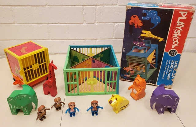 PLAYSKOOL LOCK-UP ZOO CAGE 70s 1971 Vintage Toy Extra Animals ...