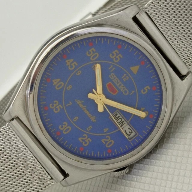 VINTAGE SEIKO 5 AUTOMATIC 7009A JAPAN MENS DAY&DATE BLUE COLOR DIAL ...