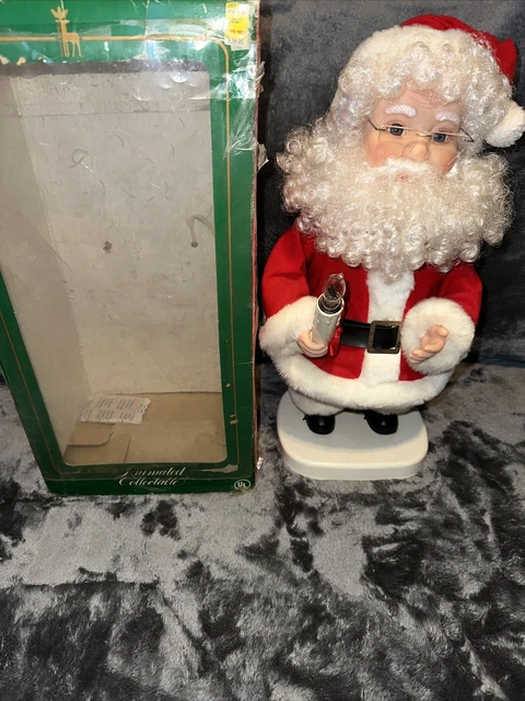 VTG SANTAS BEST Animated 20" Plush Santa Claus Figure w/ Lighted Candle ...