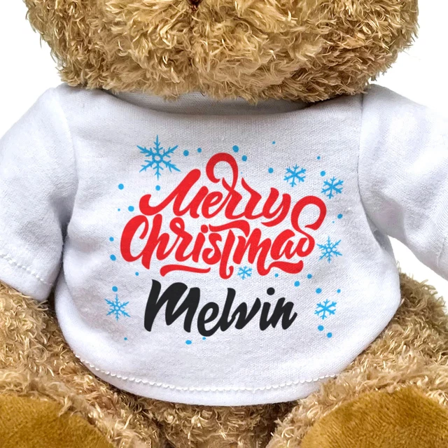 MERRY CHRISTMAS MELVIN - Teddy Bear - Cute Cuddly Soft - Xmas Gift ...