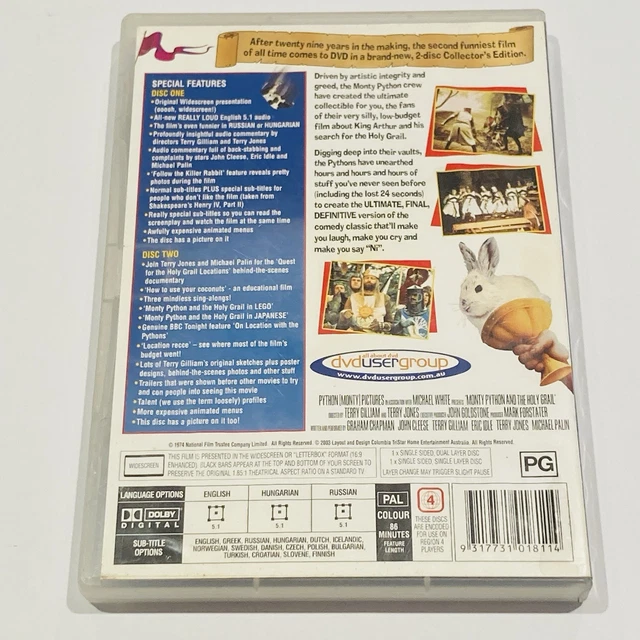 MONTY PYTHON AND the Holy Grail, Collectors Ed (2x DVD, 1974) LIKE NEW ...