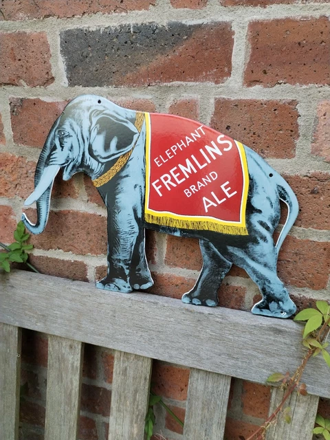 FREMLINS ENAMEL SIGN Fremlins Elephant Ale Sign Beer Pub Enamel Sign ...