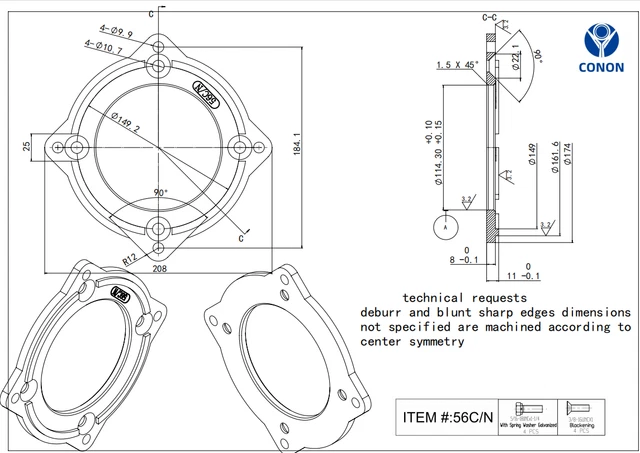 FLANGE ADAPTOR FACE Mounting NEMA 56C N Motor Toledo pump chicken auger ...