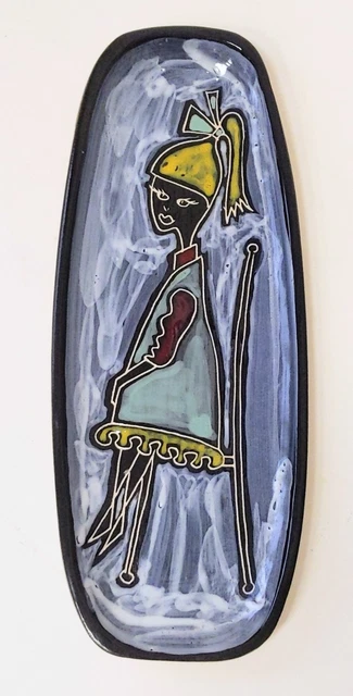 RARE 1960'S Sgraffito "Girl on Chair" by Eric Leaper, Newlyn Pottery ...