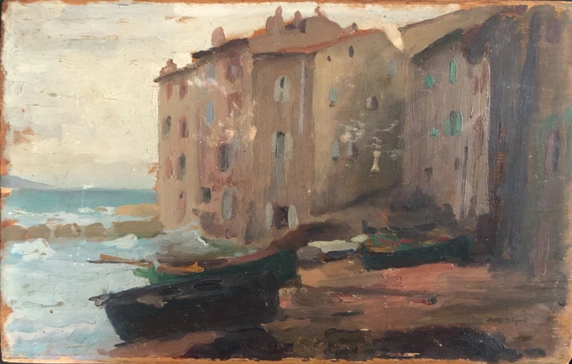 JULES OCTAVE TRIQUET (paris 1867-1914), Bateaux à Saint-tropez, Huile ...