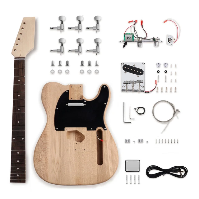 DIY ELECTRIC GUITAR Kit 6 String Ash Body Hard Maple Neck Rosewood ...