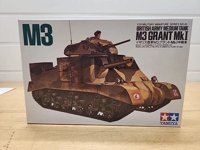 BRITISH ARMY MEDIUM Tank M3 Grant Mk I Tamiya Model Kit NOS MIB # G $80 ...
