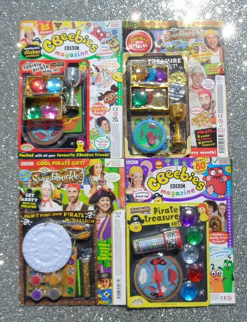 4 X CBEEBIES / SWASHBUCKLE MAGAZINE BACK ISSUES ~ NEW WITH GIFTS ~ ~ £ ...
