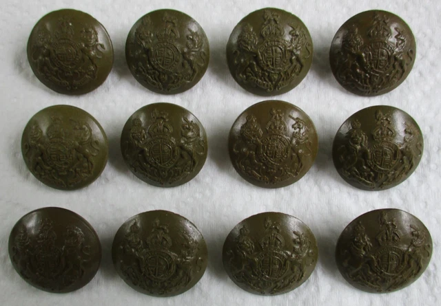 12X BRITISH ARMY:&GENERAL SERVICE BUTTONS" (25mm, WW2 Bakelite War ...
