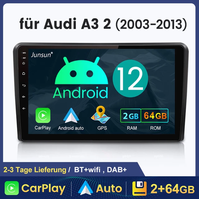 64G CARPLAY ANDROID 12 Autoradio GPS BT SWC Navi BT USB per Audi A3 S3 RS3 8P 8V EUR 189,99 ...