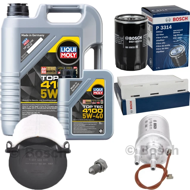 BOSCH INSPECTION SET 6L Liqui Moly Top Tec 4100 5W-40 pour VW Seat Golf Plus EUR 133,95 ...