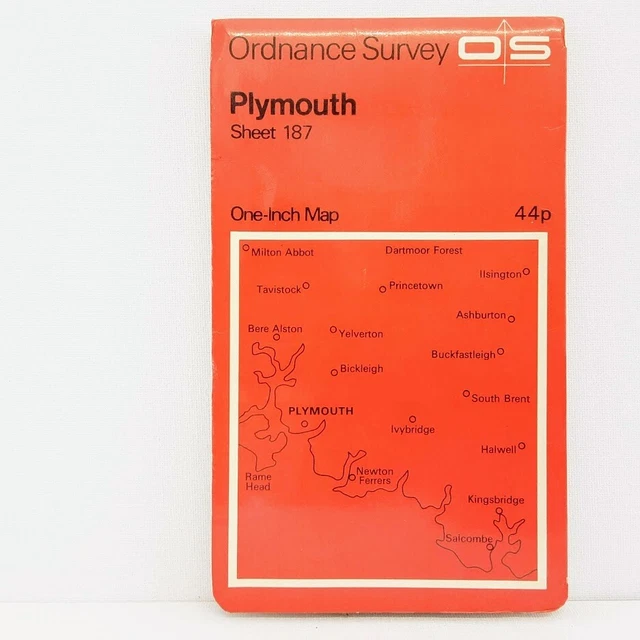 VINTAGE 1971 ORDNANCE Survey OS One Inch Map Sheet No 187 - Plymouth ...