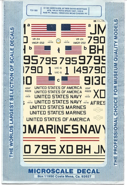 OE MICROSCALE C-130 Hercules, AC-130A, KC-130F, LC-130R, C-130F, Decals ...