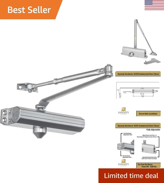 HYDRAULIC AUTOMATIC DOOR Closer - Adjustable Spring Size 3-6 - Aluminum ...