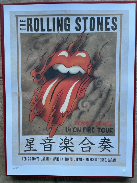 ROLLING STONES POSTER lithograph Poster 14 on fire Tour asia 2014 tokyo ...