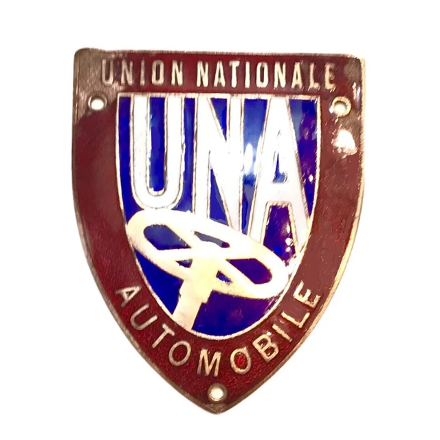 ANCIENNE PLAQUE DE Calandre émaillée UNA Union Nationale Automobile ...